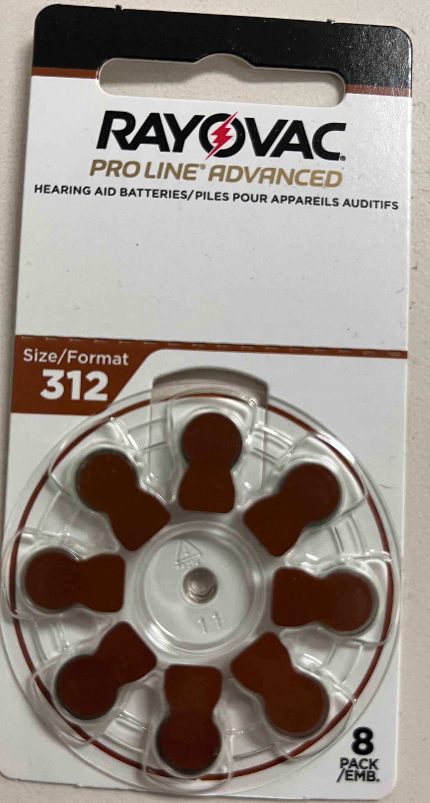 PL312X-8PROCA/1300024 RAYOVAC PRO LINE ADVANCED 8 CELL, 312 MERCURY FREE (10 BOXES PER CARTON ...
